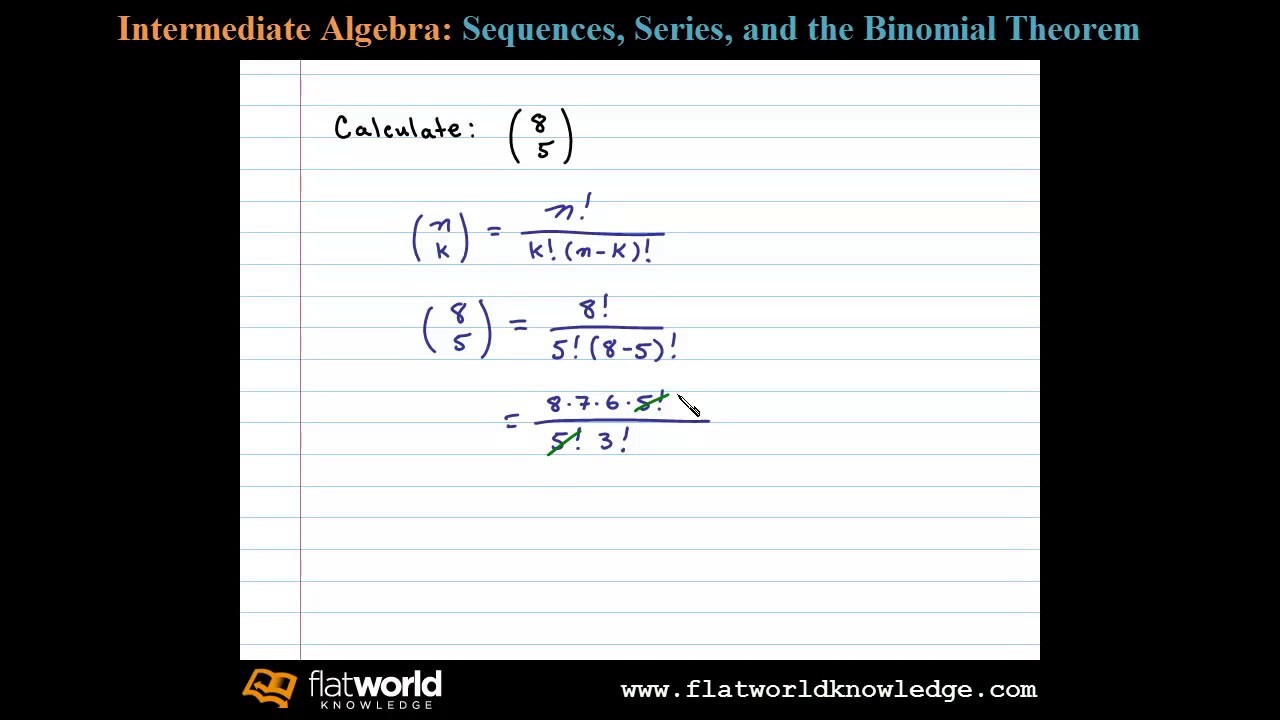 Binomial Coefficient Calculate 8 Choose 5 Algebra IA 09 0401 YouTube