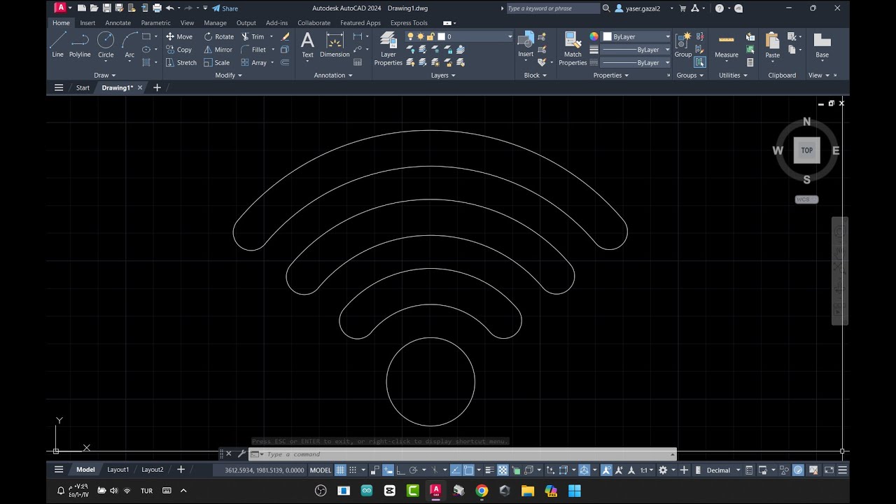 AutoCAD 2D Exercise - WiFi Logo ( 36 ) - YouTube