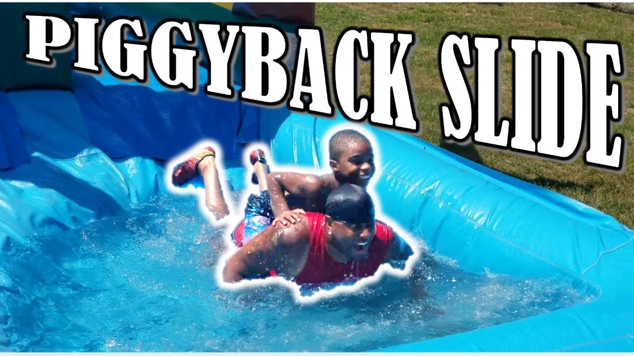 INSANE PIGGYBACK (ON 40 FT SLIP N SLIDE) - YouTube
