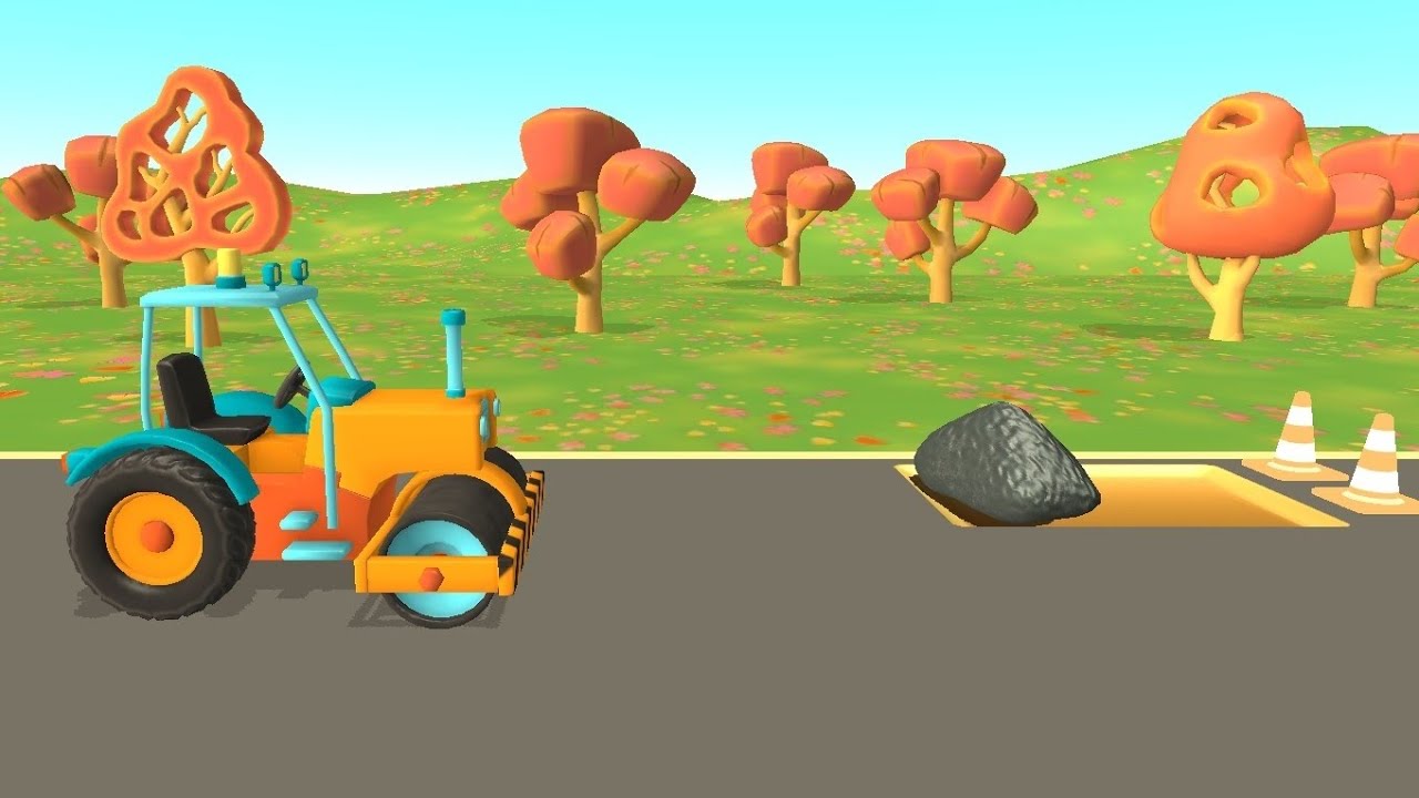 road roller building the road animation | cartoon videos| animated ...