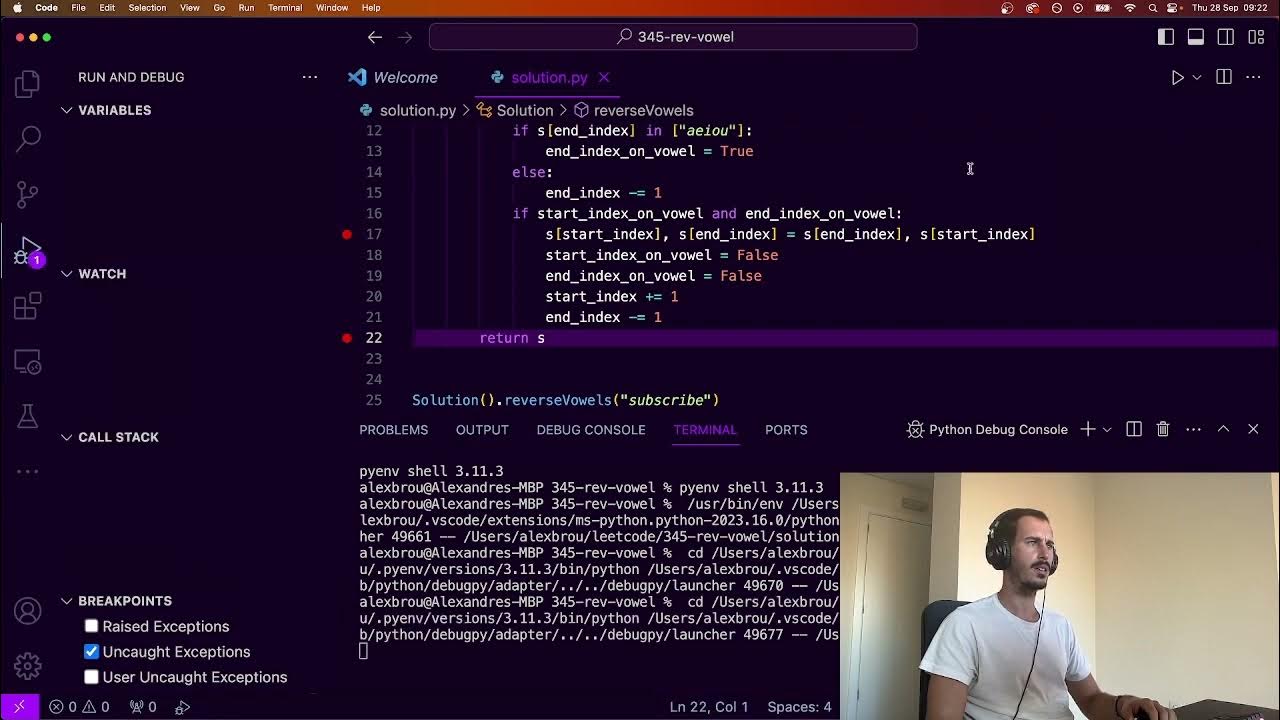 💻Solving All LeetCode Problems with PYTHON 🐍 - 345. Reverse Vowels of a String - YouTube