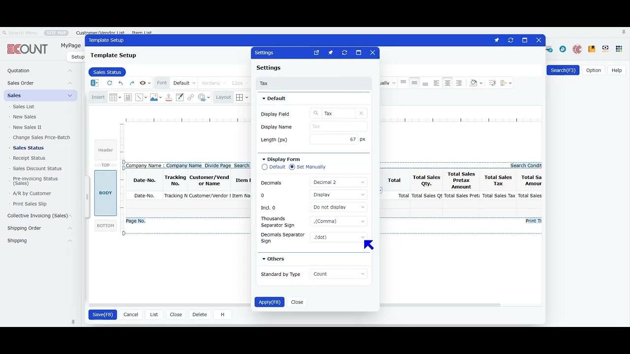 [ECOUNT Basic] Template Setup - Print Template Setup - YouTube