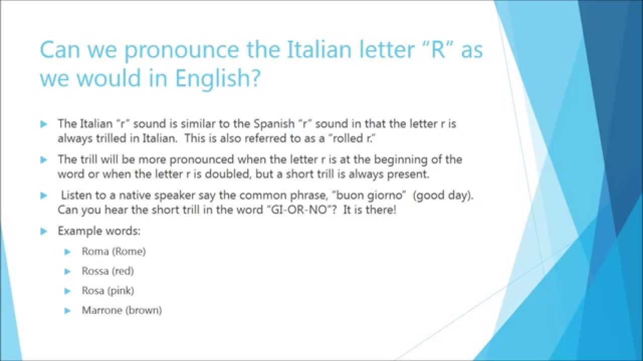 Learn Italian - Pronunciation - How to trill the letter R - YouTube