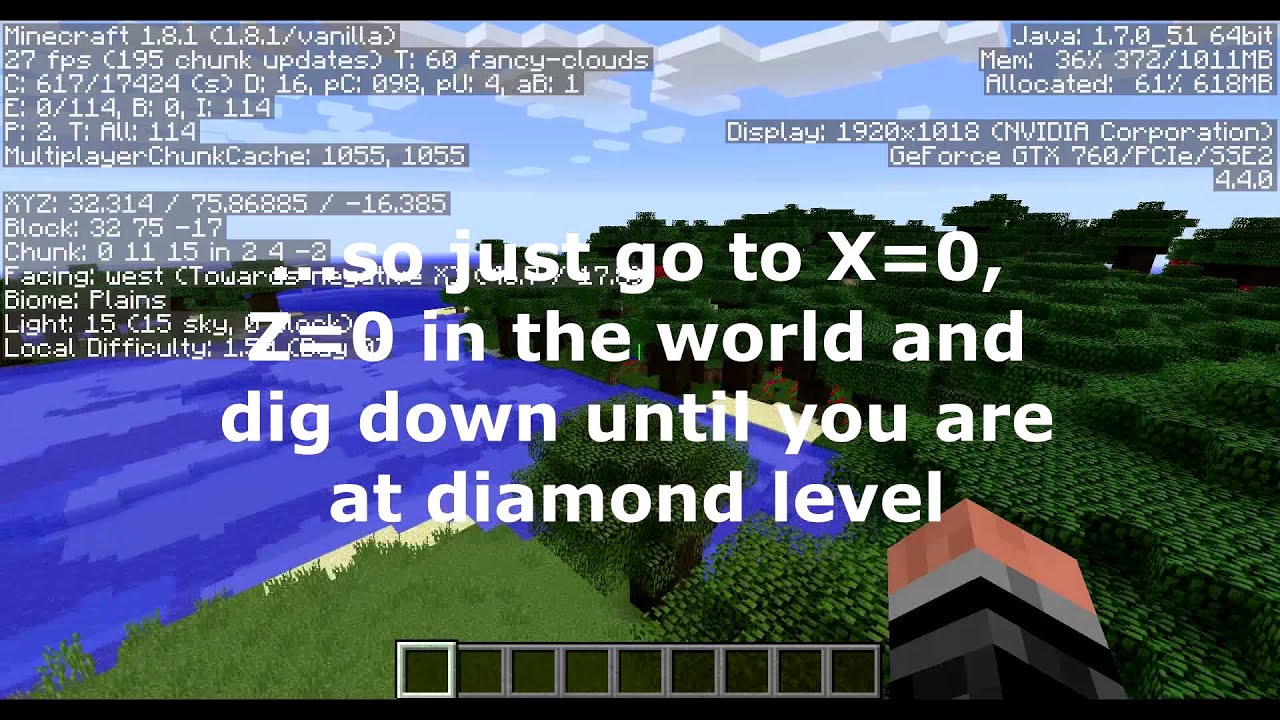 Fixed Diamond Ore Location in any World - Minecraft 1.8.1 - YouTube