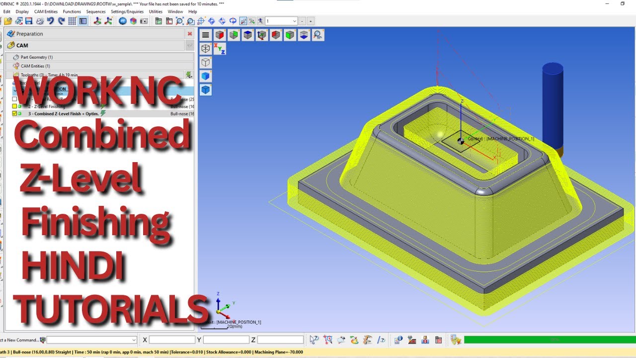WORK NC Combined Z-Level Finishing + Optimization HINDI TUTORIALS #tipsofdaycadcam #worknc # ...