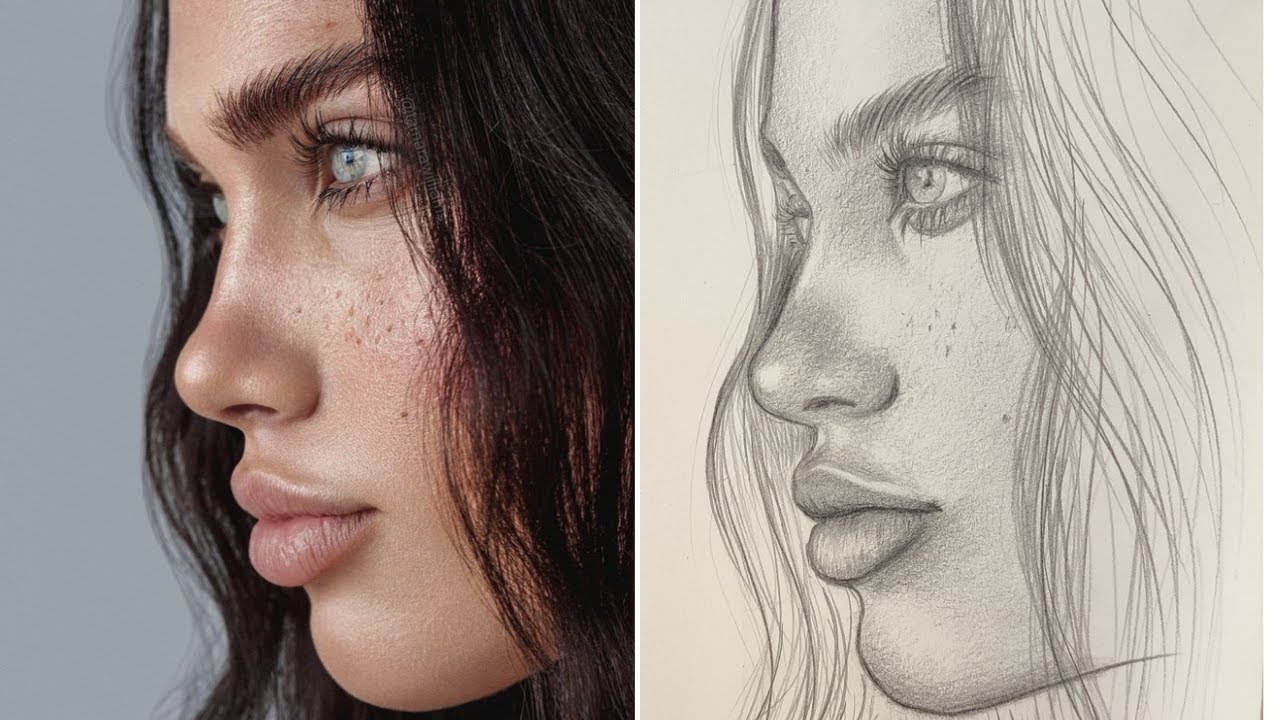 How to Draw a Portrait of girl's Using Reference Photo - YouTube
