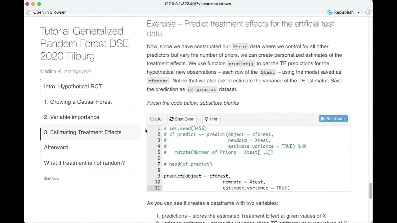 Generalized Random Forest tutorial code walk-through (Part 4) - YouTube