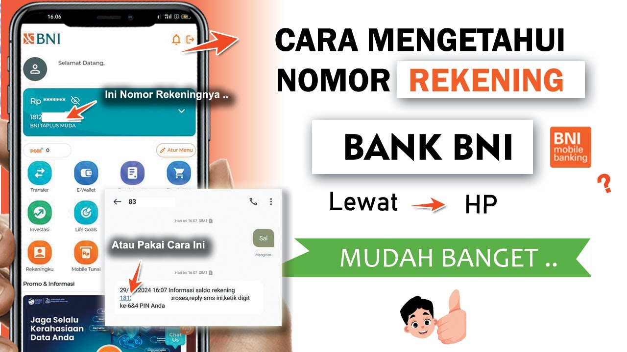 Cara CEK Nomor Rekening BNI Lewat HP Terbaru - YouTube