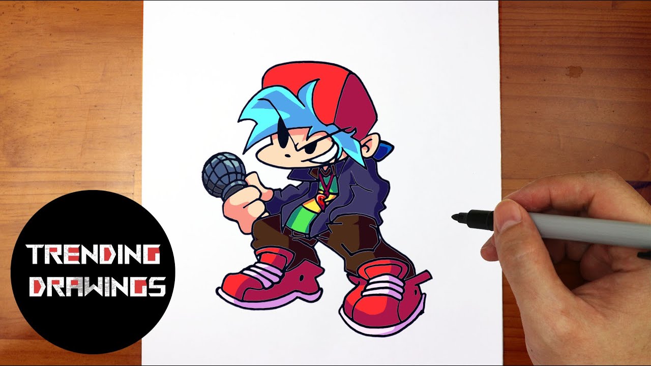 How To Draw FNF Distrust BF - YouTube