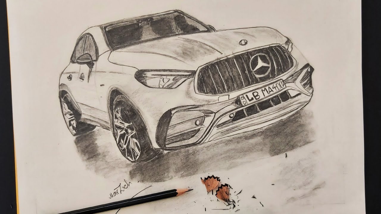 How to draw a beautiful Mercedes Benz car with small squares. - YouTube