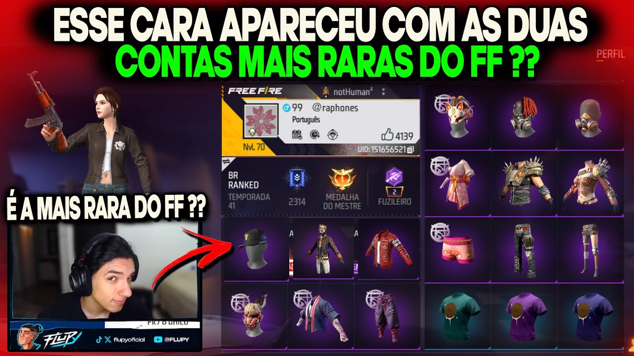 É RARA?? ESSE CARA MANDOU UM SUPER CHET FALANDO QUE TEM UMAS DAS CONTAS MAIS RARAS DO FF ...