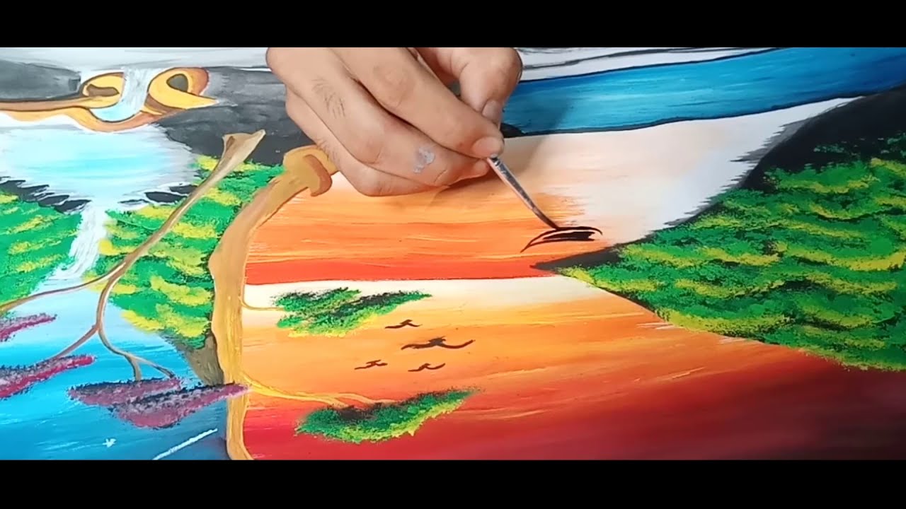 Lukisan sunset and night ~| JUST ART - YouTube