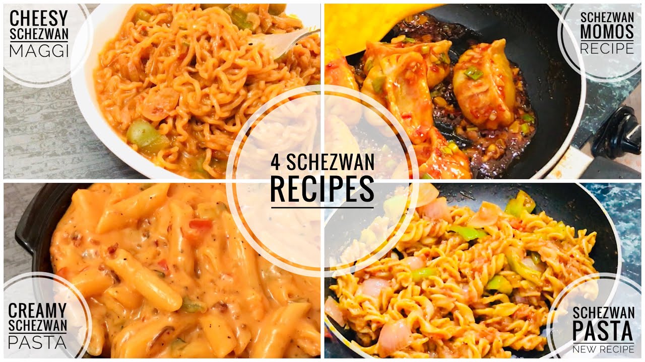 4 Schezwan Recipe | Creamy Schezwan Pasta Recipe | Schezwan Momos ...