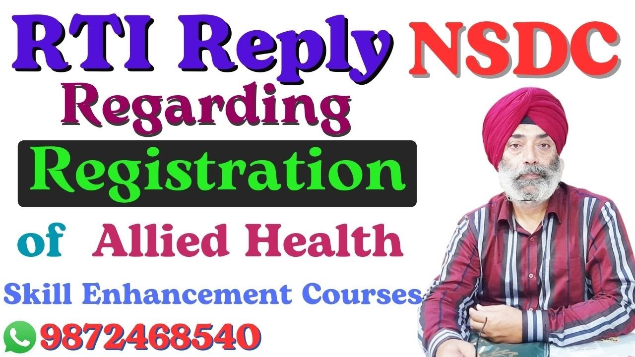 NSDC RTI REPLY REGARDING REGISTRATION NCAHP SKILL NGO SKILL ALLIED ...