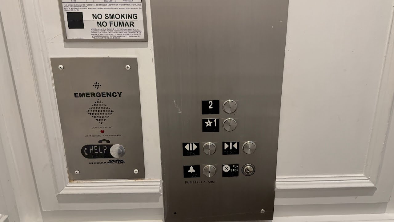 OTIS Black Button (mod.) Hydraulic Elevator @ Winter Park Plaza, Winter ...