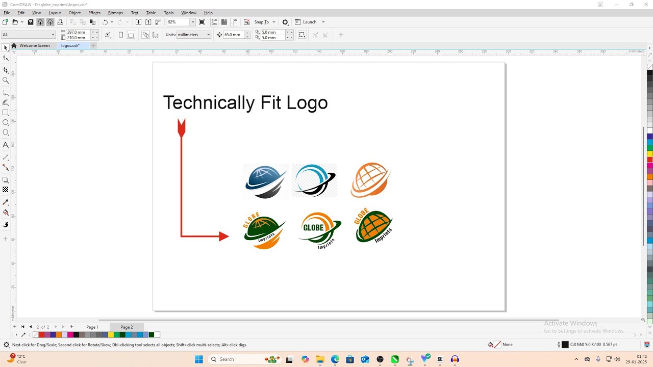 How To Make Logo Technically Fit In corel draw | BG Stuff | Part 1 ...