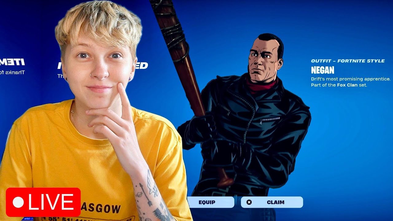 NEW The Walking Dead Negan Skin In Fortnite EARLY! LIVE 🔴 - YouTube
