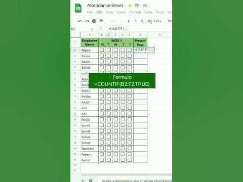 Excel Attendance Sheet Using Checkbox - YouTube