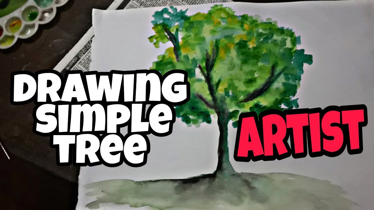 Drawing Tree simple and beautiful art hasiya hub - YouTube