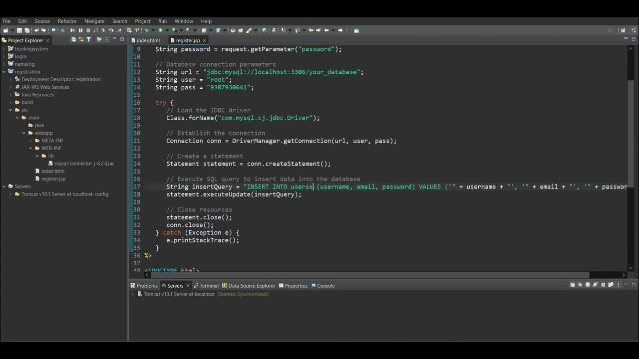 Registration using JSP + Servlet + JDBC + MySQL - YouTube