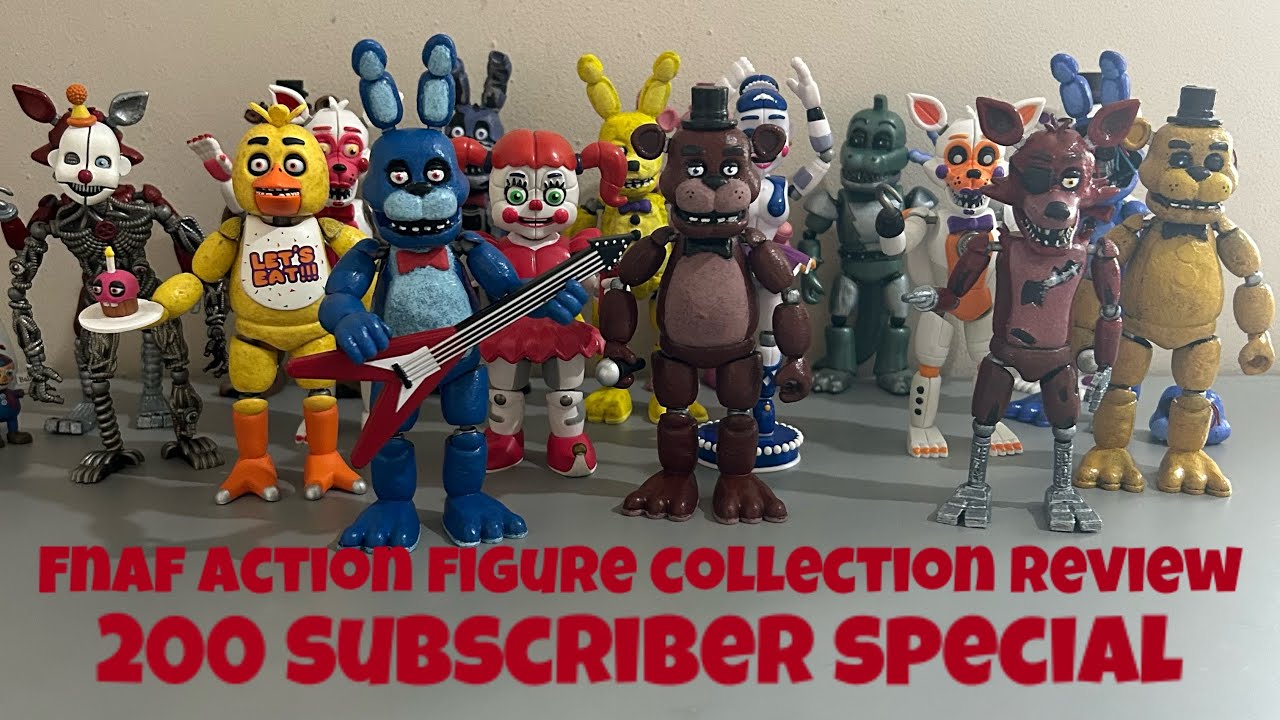 Fnaf action figure collection review 200 subscriber special - YouTube