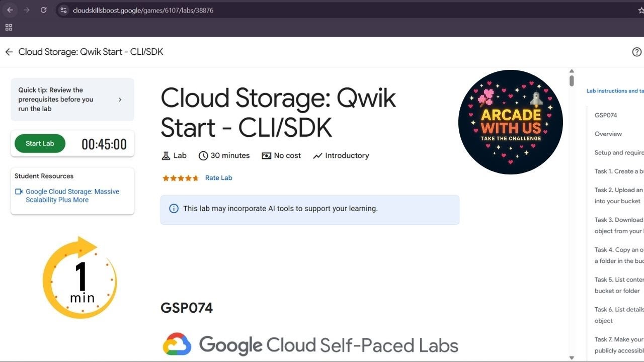 Cloud Storage: Qwik Start - CLI/SDK || GSP074 - YouTube