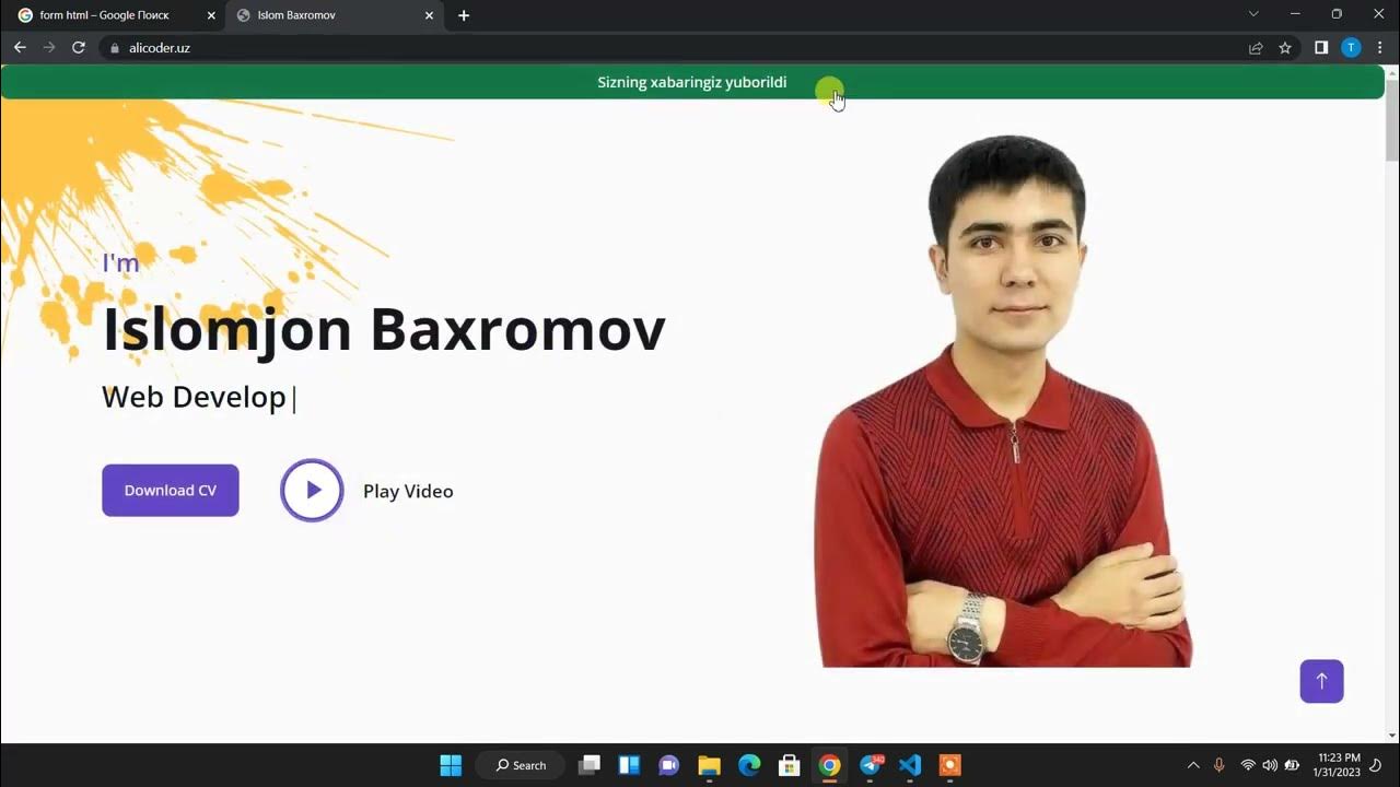 20-dars. HTML Form | Telegram botga jo'natish | Send telegram JS (source code) |Alicoder ...