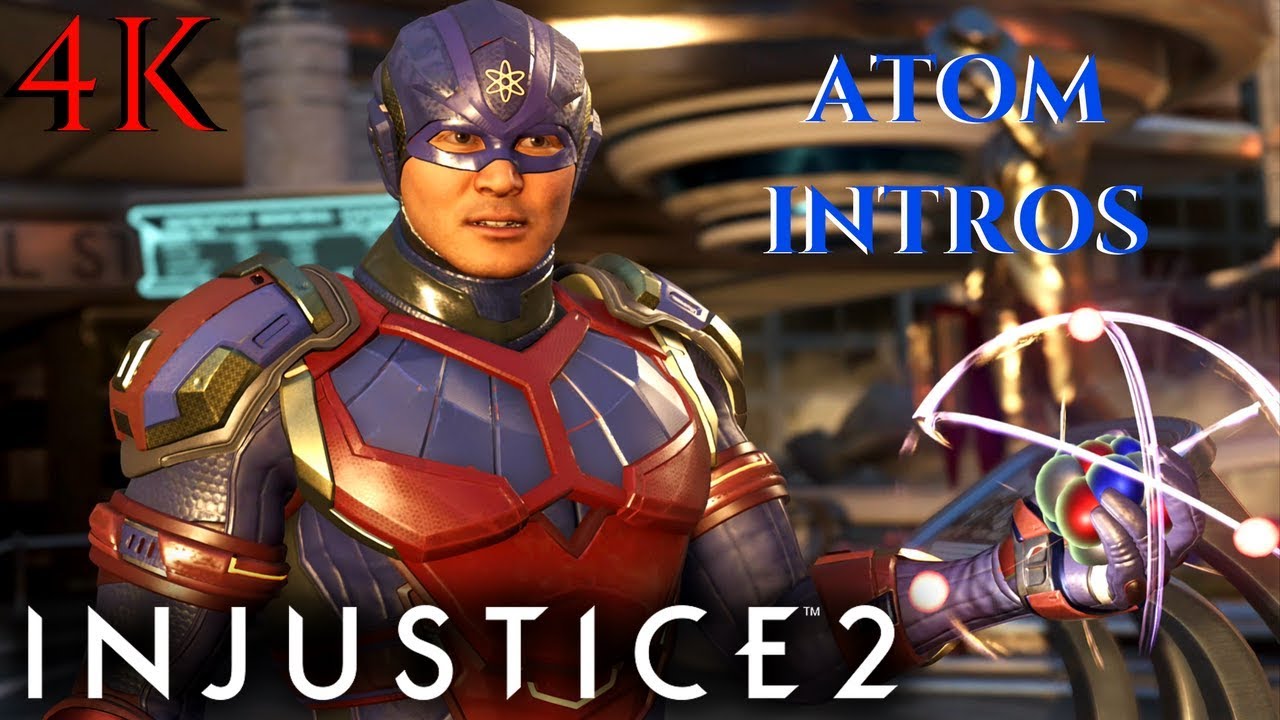 Injustice 2 - 33 Atom Intro's in 4k w/Random gear - on Xbox One X - YouTube