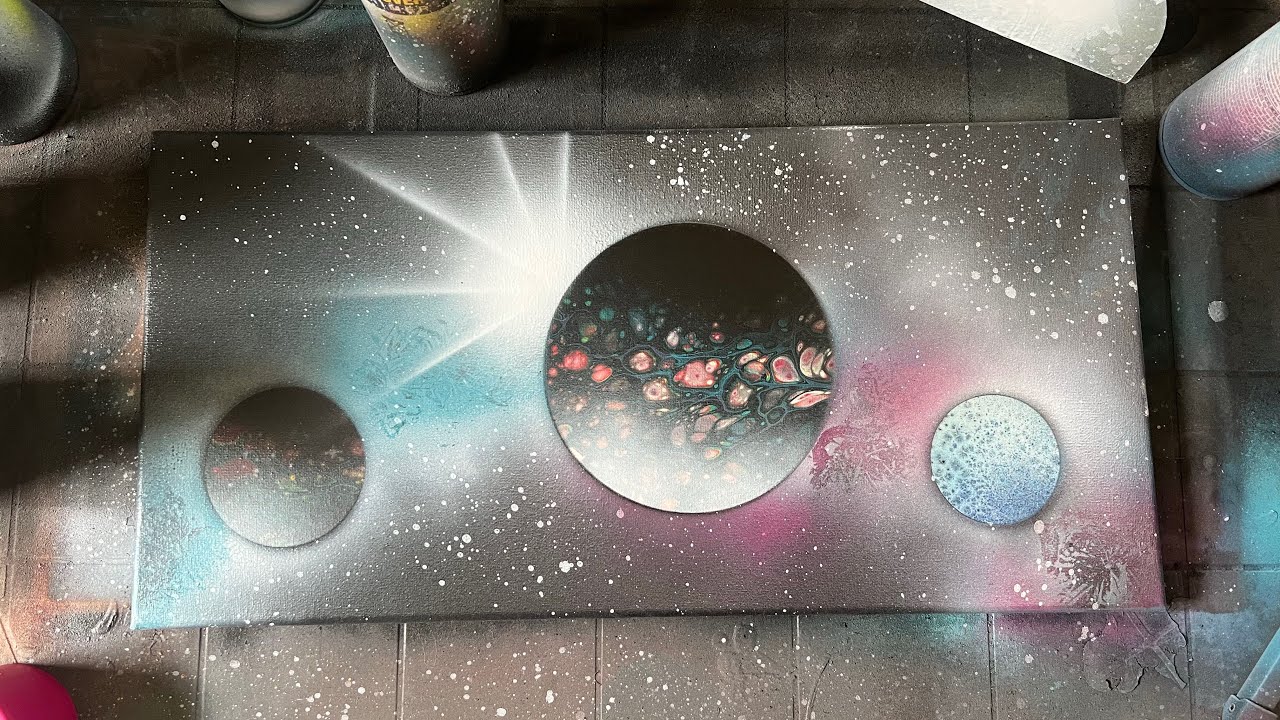 Learn to rework a paint pour with spray paint - YouTube