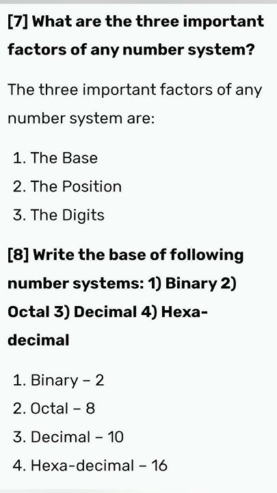 CBSE class 7 Computer science Number System important questions and ...