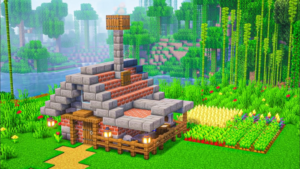 Relaxing Simple Minecraft Stone Brick House Tutorial - YouTube