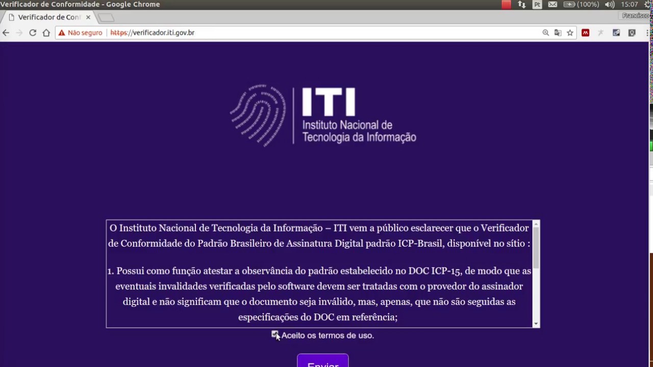 Procedimento para validar assinatura digital pelo verificador.iti.gov.br - YouTube