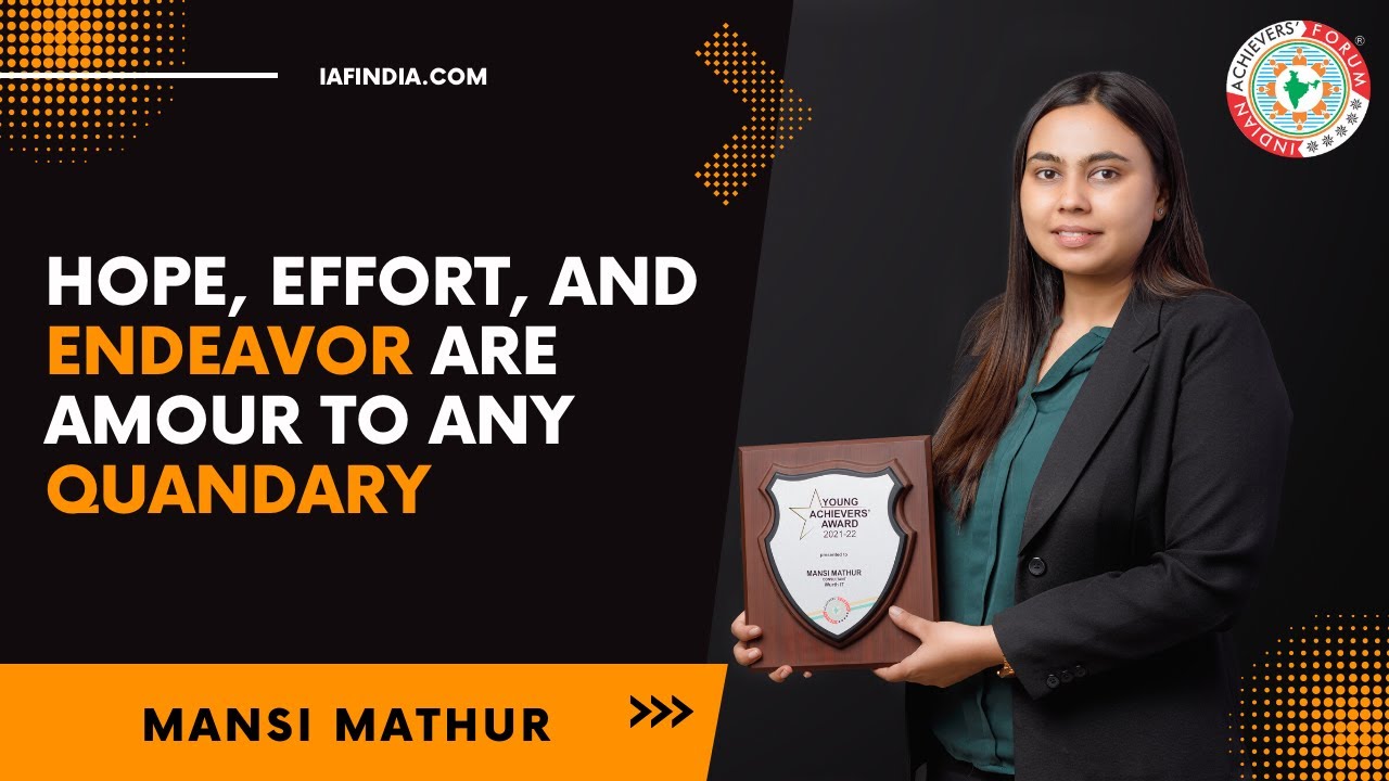 Interview of Indian Achievers Award Winner | Ms. Mansi Mathur - YouTube