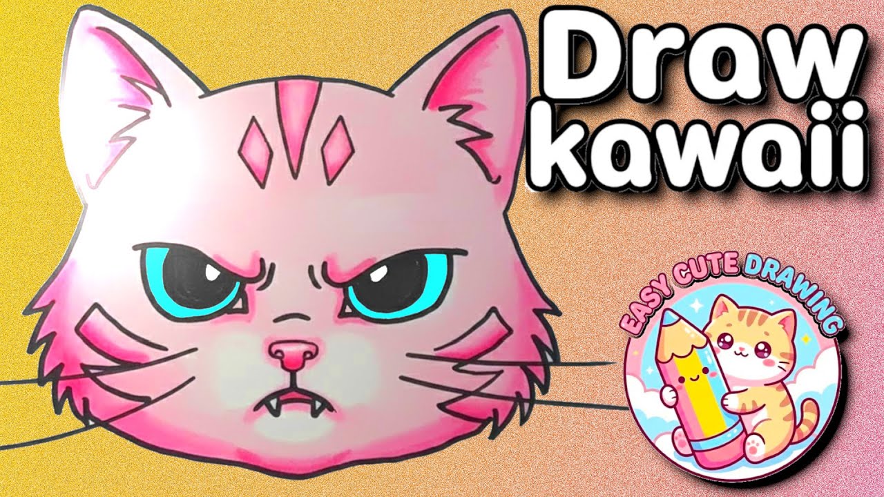 Very Easy Angry Cat Face Line Art – Anyone Can Draw This 😾 - YouTube