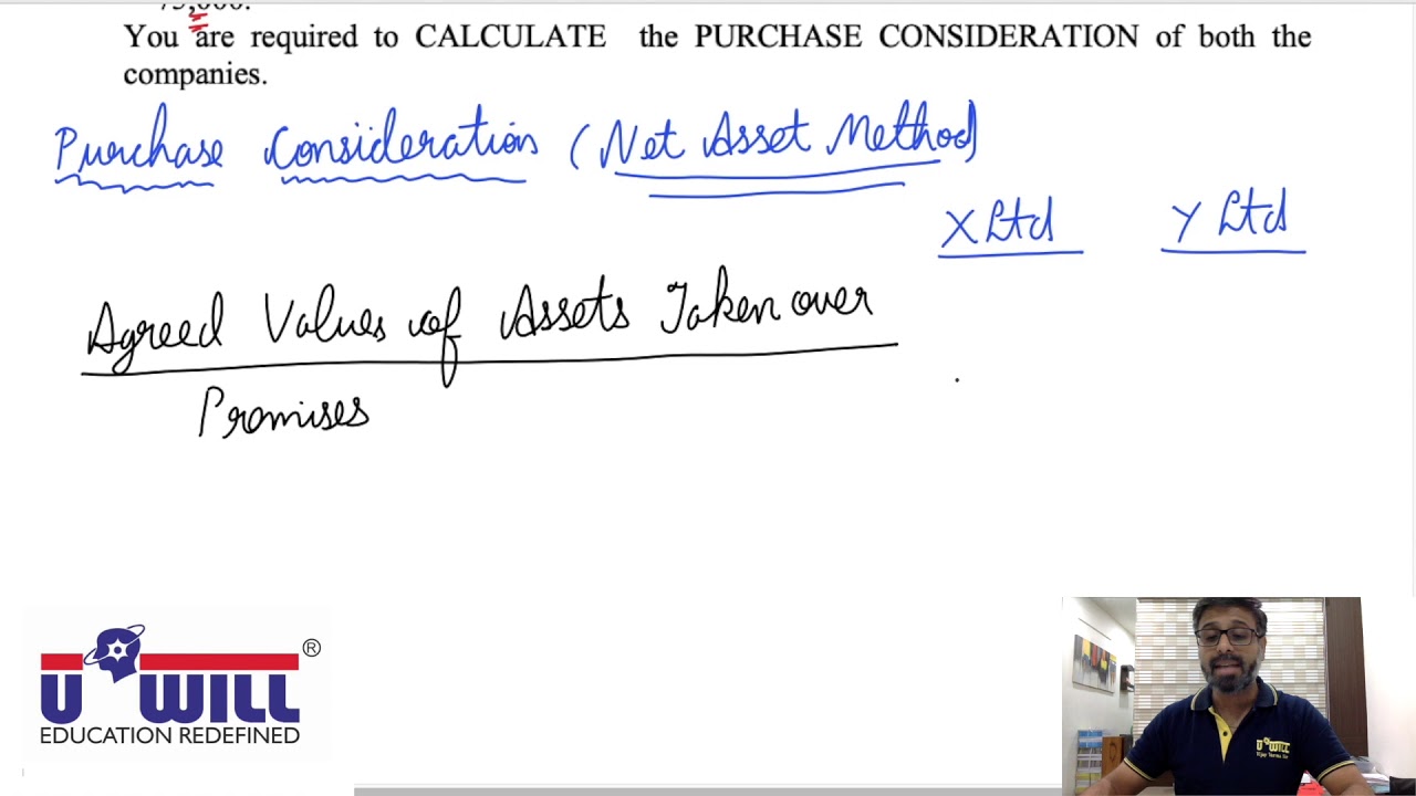 Amalgamation Lecture 3 Net Asset Method of Purchase Consideration - YouTube