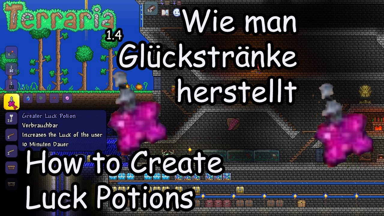 Wie stelle ich Glückstränke - Luck Potions - in Terraria her? - YouTube