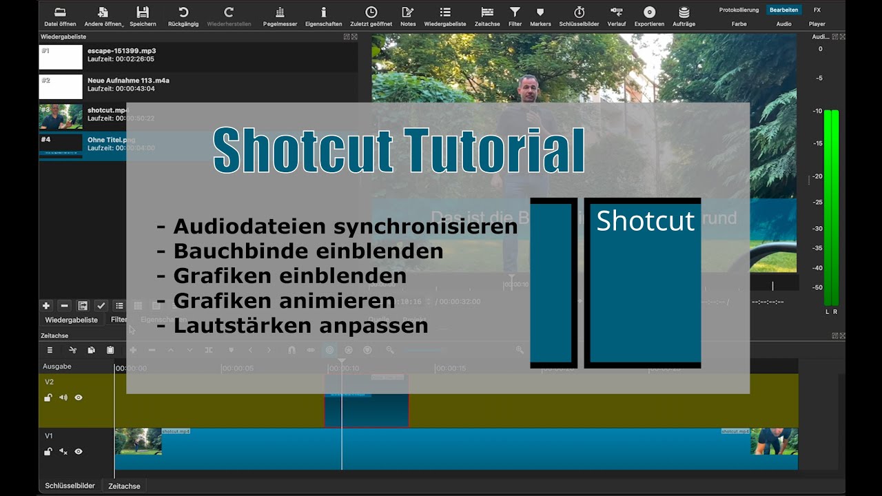 Shotcut: Arbeiten mit Text und Grafiken, Anpassen von Lautstärken und ...