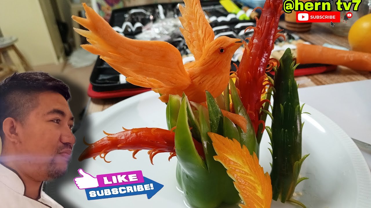 Carrot bird garnish, decoration ,design - YouTube
