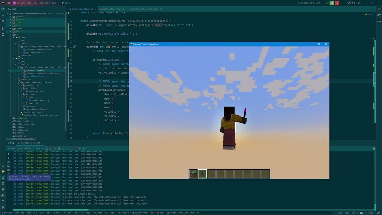 Spawning particles and data generation class for crafting recipes ...