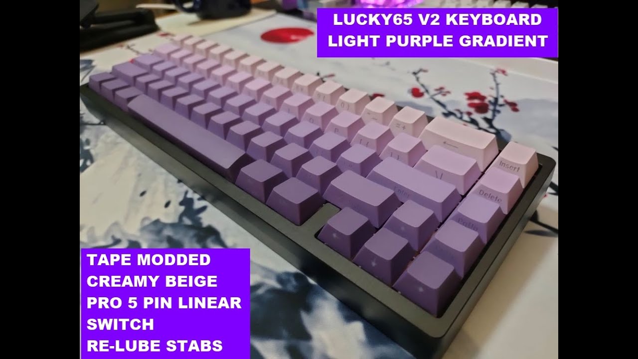 LUCKY65 V2 LIGHT PURPLE GRADIENT KEYBOARD TYPING ASMR - YouTube