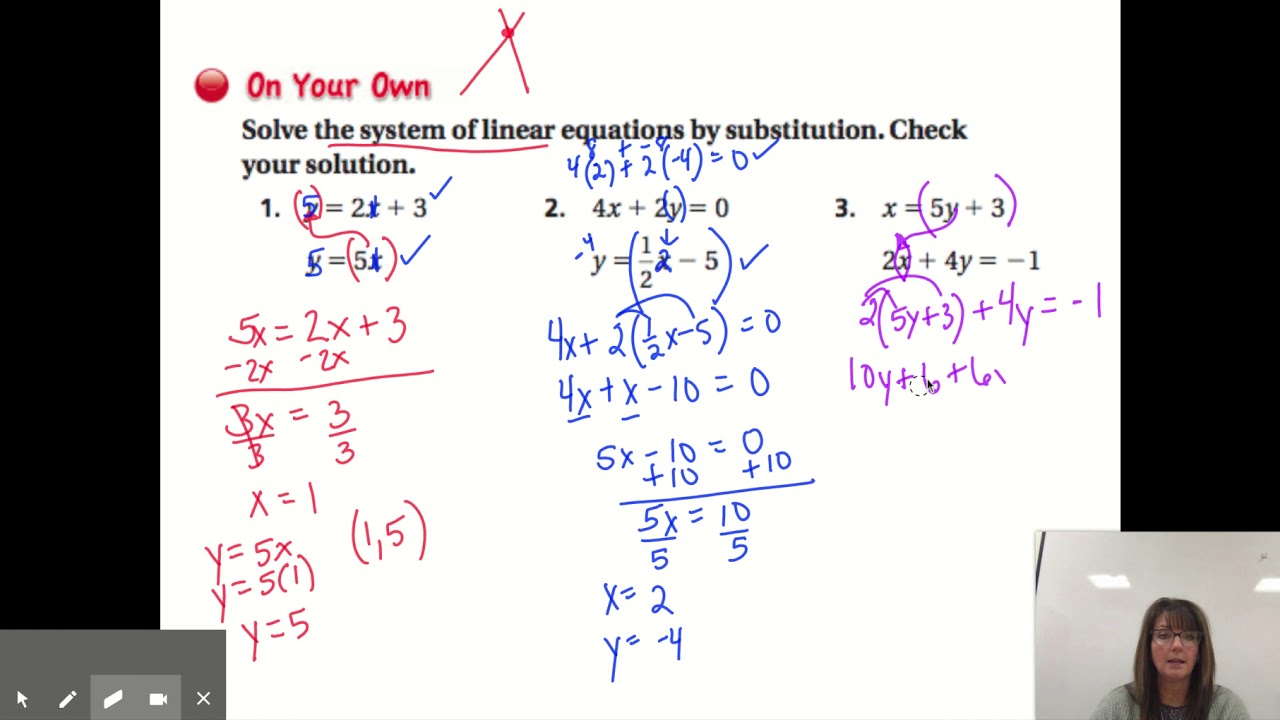 Math 5.2 Solving Systems of Equations by Substitution - YouTube