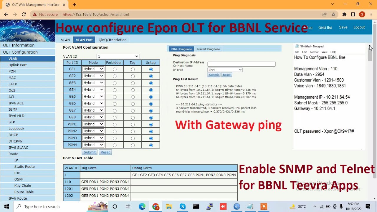 How to configure Epon OLT for BBNL Service | configure BBNL Service in ...