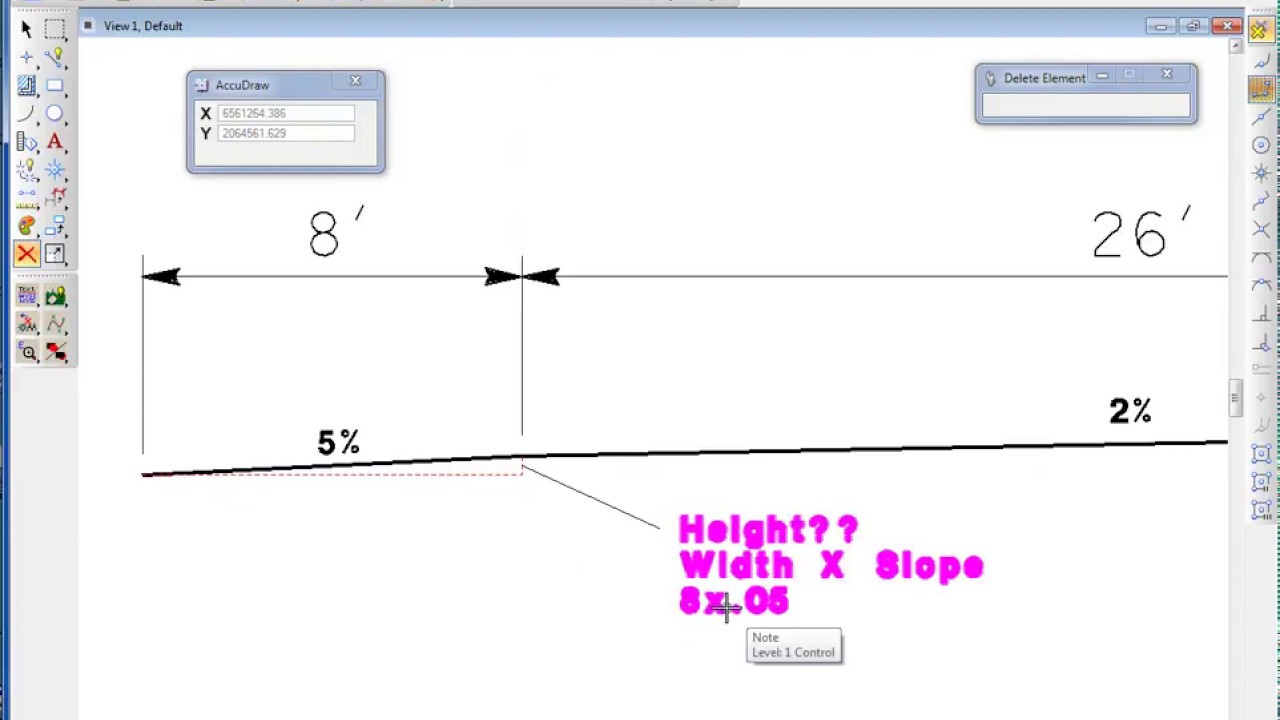 Drawing a Cross Section using AccuDraw and the Popup Calculator - YouTube
