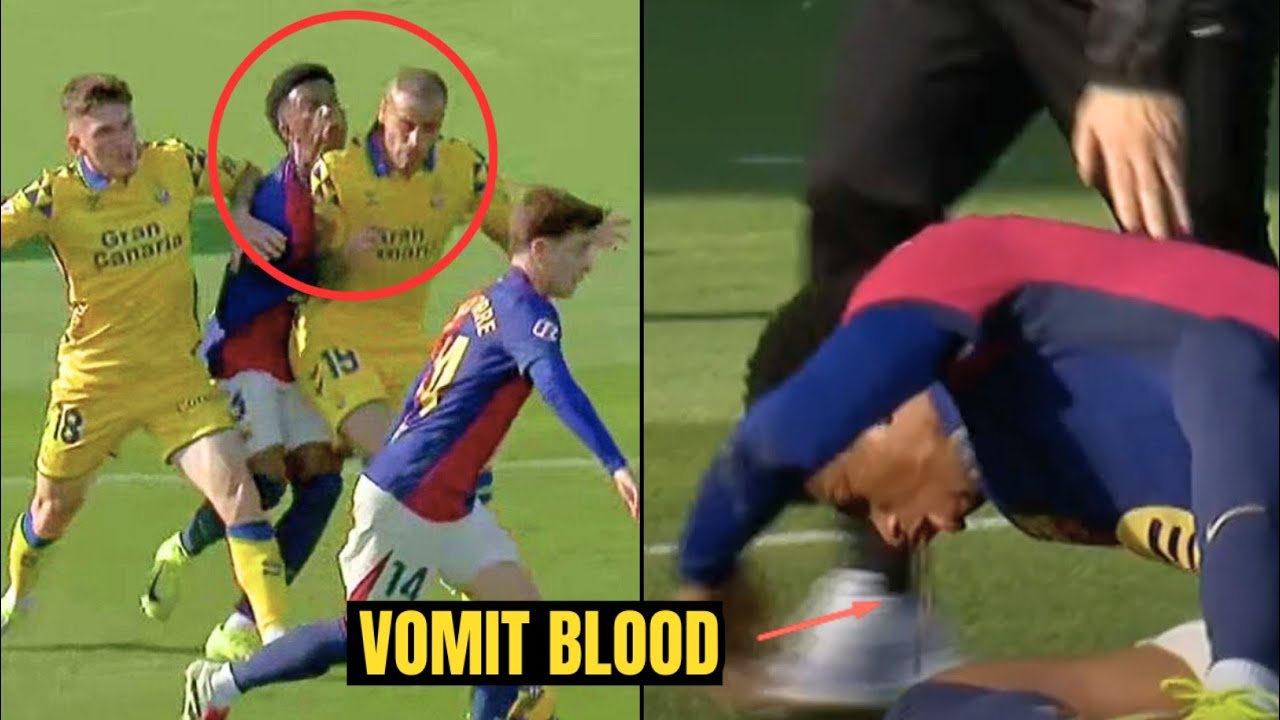 Alejandro Balde Horrible Collision & Injury vs Las Palmas 😳😢 | Injury ...