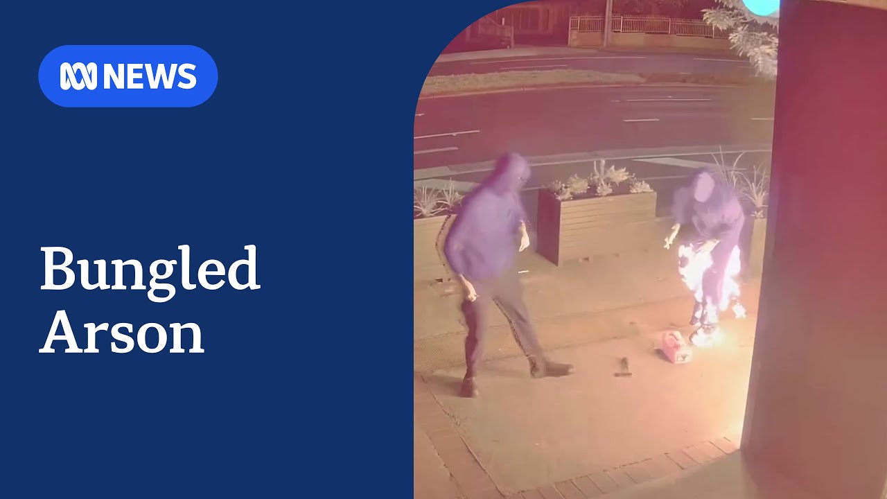 CCTV captures moment arsonist sets themself on fire | ABC NEWS - YouTube