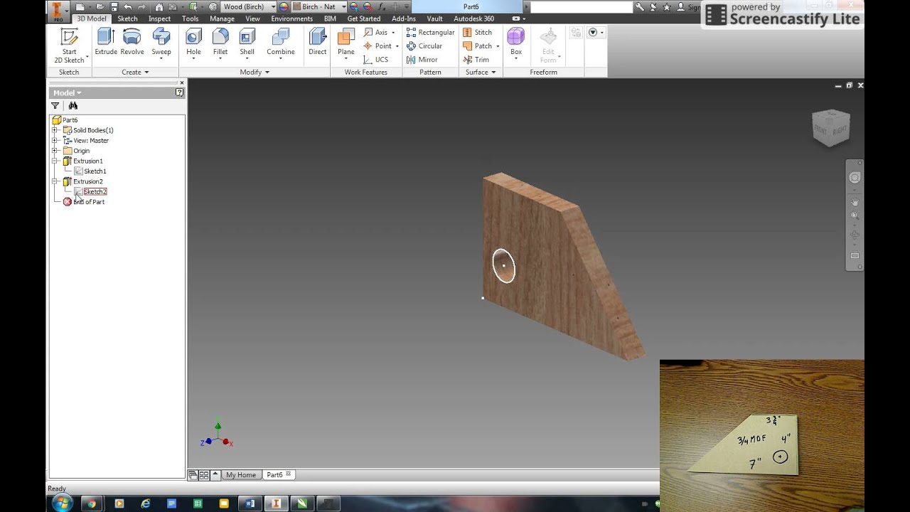 Drawing a wooden part in Autodesk Inventor - YouTube