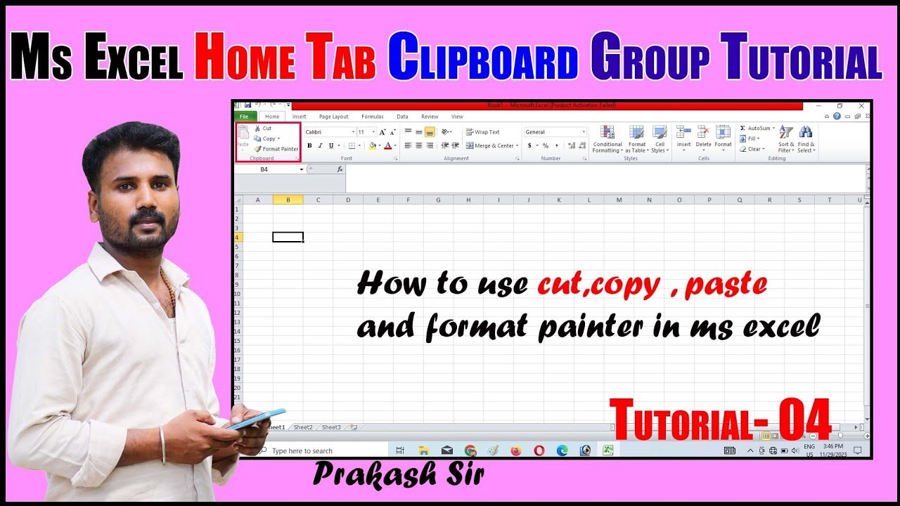 How To Use Format Painter ,Cut,Copy And Paste In Ms Excel l Office Work ...