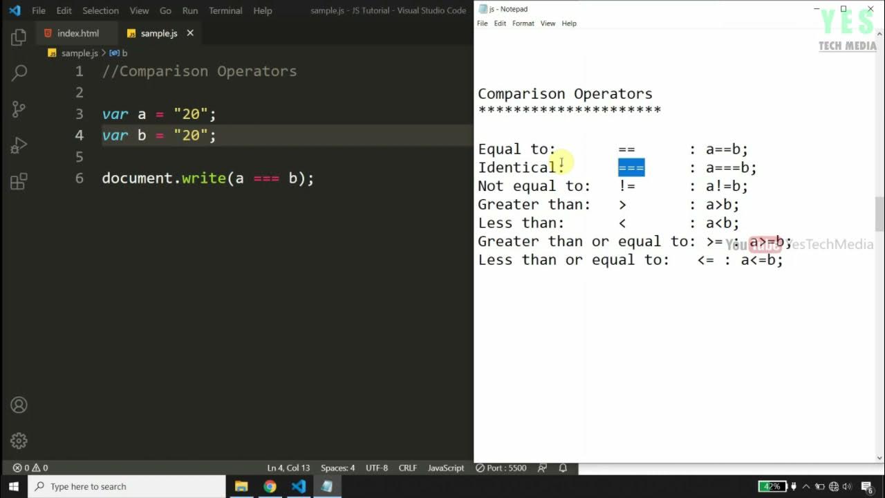 Comparison Operators | JavaScript Malayalam Tutorial | Part 7 of 25 | - YouTube