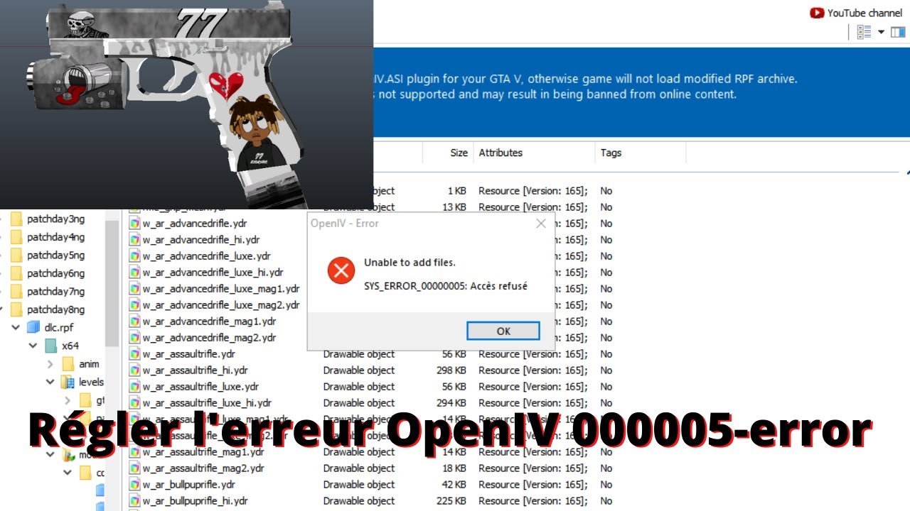 Comment régler l'erreur OpenIV 000005-error | Nasuke - YouTube