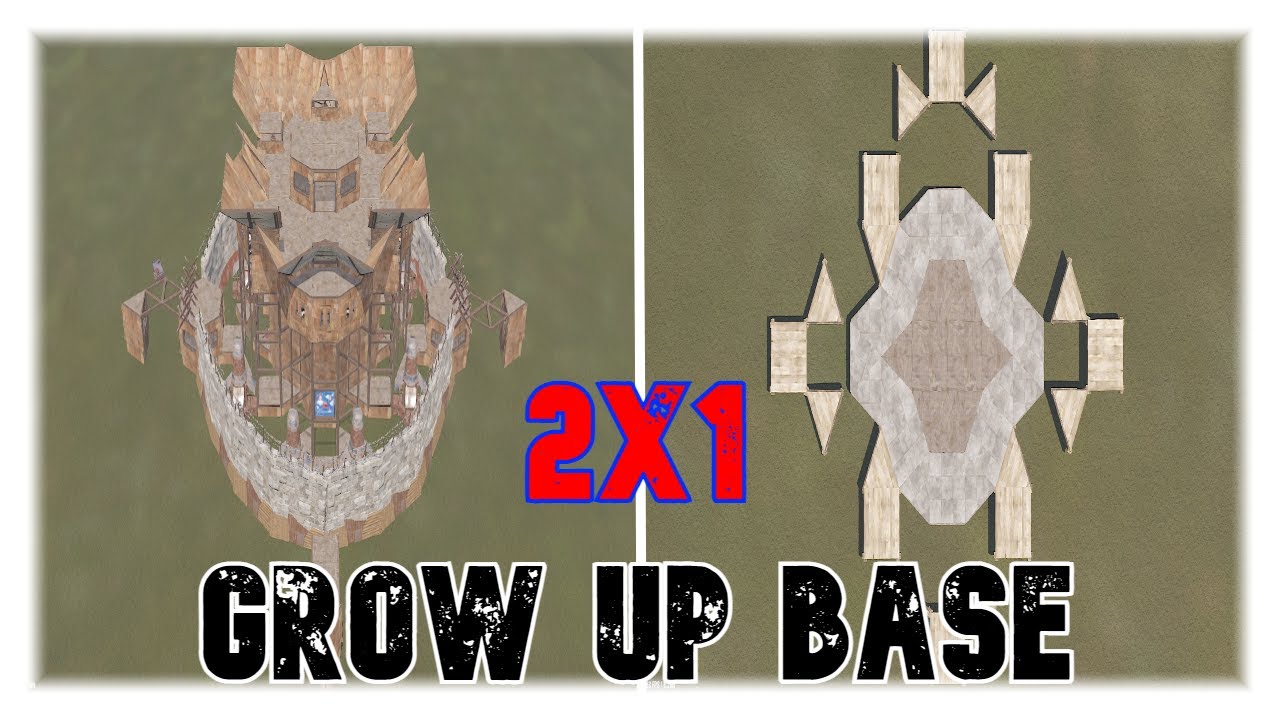 그로우 업 2x1 베이스 (간단, 쉬움, 현존 최강) | 러스트 RUST Grow up Base - YouTube